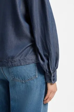 Hugo Boss Denim-look Blouse With Scarf Detail