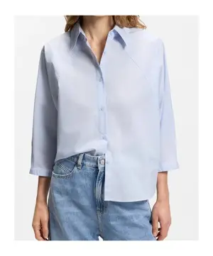 Hugo Boss Relaxed-fit Cotton Poplin Blouse With Kimono Sleeves