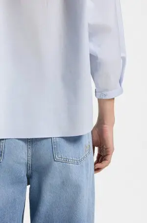 Hugo Boss Relaxed-fit Cotton Poplin Blouse With Kimono Sleeves