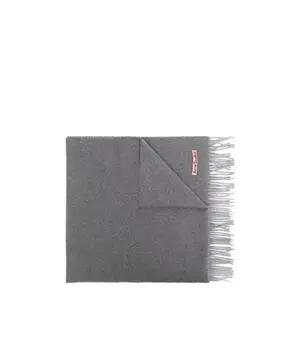 Acne Studios Logo Patch Fringed Scarf - Gray Mixed Color