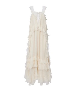 Chloé Ruffled Silk Muslin Maxi Dress - White