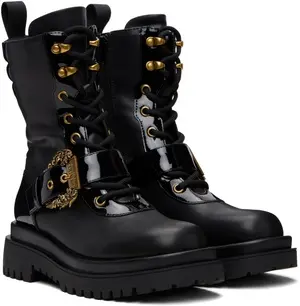 Versace Buckled Lace-up Boots