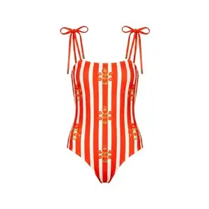 JESSIE ZHAO NEW YORK Red / White Passion Garden Reversible One Piece Swimsuit - Red/white