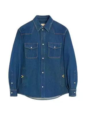Valentino Garavani Denim Shirt With Vgold - Blue
