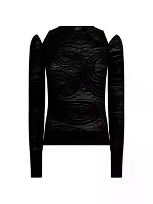 Etro Paisley Jacquard Cut-out Long Sleeve Sweater - Black