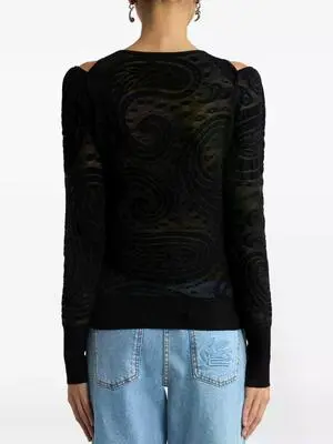Etro Paisley Jacquard Cut-out Long Sleeve Sweater - Black