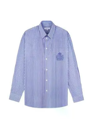 SPORTY & RICH Ny Crest Striped Shirt - Blue