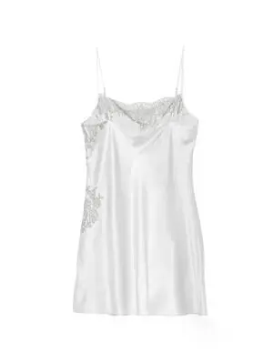 Carine Gilson Lace-trim Silk Nightdress - Grey