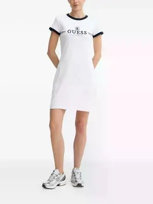 Guess Logo-embroidered Mini Dress - White