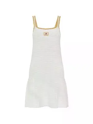 Casablanca Crochet Knit Logo Patch Mini Dress - White