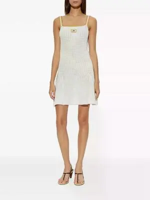 Casablanca Crochet Knit Logo Patch Mini Dress