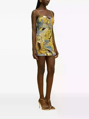Cult Gaia Bebe Bead-embellished Floral Mini Dress