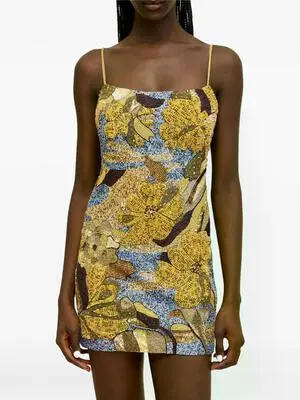 Cult Gaia Bebe Bead-embellished Floral Mini Dress