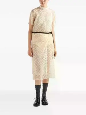 Prada Embroidered Lace Dress - Neutrals