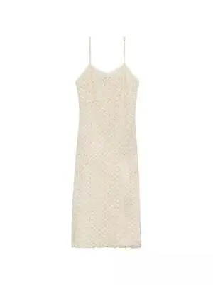Prada Embroidered Lace Dress - Neutrals