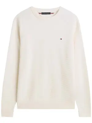 Tommy Hilfiger Textured Crew Neck Pullover - White