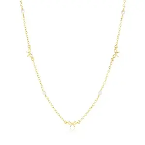 SET & STONES Bow And Pearl Necklace - Gold