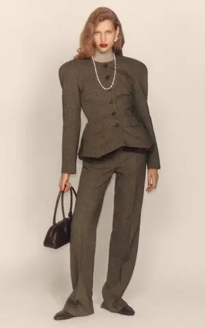 Magda Butrym Mid-rise Wool-linen Straight-leg Pants