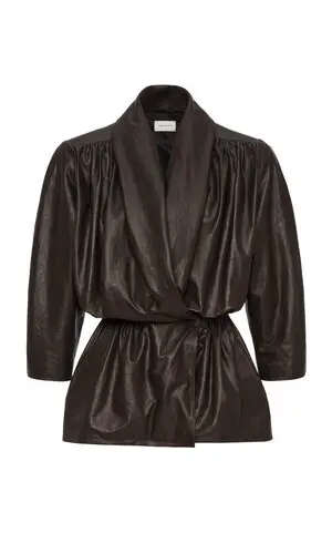 Magda Butrym Oversized Leather Jacket - Brown