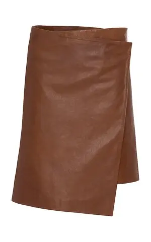 Magda Butrym Wrap-front Leather Knee-length Skirt - Brown