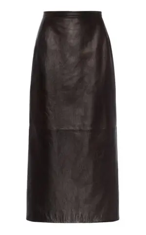 Magda Butrym Paneled Leather Midi Skirt - Brown