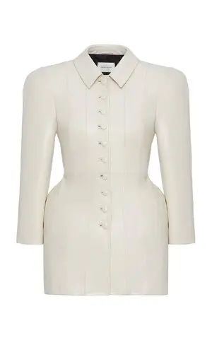 Magda Butrym Tailored Leather Blazer - Ivory