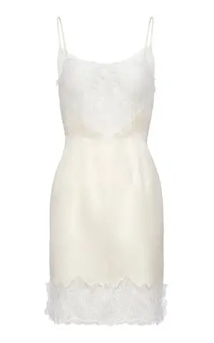 Magda Butrym Lace-trimmed Silk-blend Mini Slip Dress - Ivory