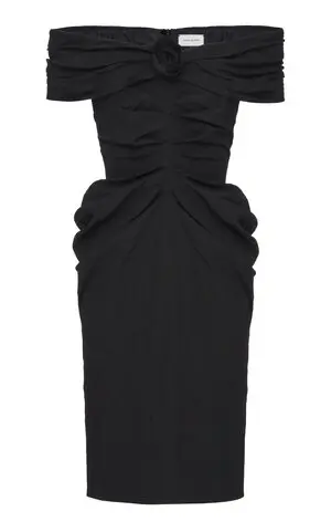 Magda Butrym Off-the-shoulder Cotton-blend Mini Dress - Black