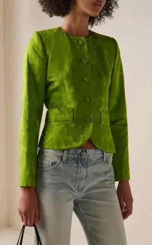 Magda Butrym Patterned Linen-silk Jacket - Green