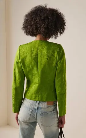 Magda Butrym Patterned Linen-silk Jacket - Green