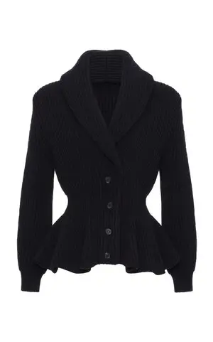 Magda Butrym Ribbed Wool Cardigan - Black