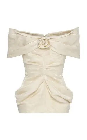 Magda Butrym Rose-detailed Linen-silk Top - Ivory