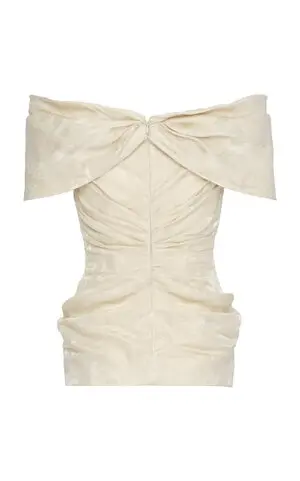 Magda Butrym Rose-detailed Linen-silk Top