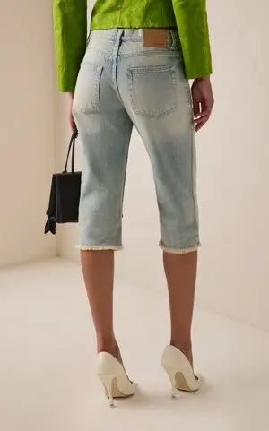 Magda Butrym Frayed-hem Denim Straight-leg Jeans - Light Wash