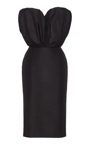 Magda Butrym Strapless Silk Midi Dress - Black