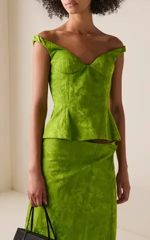 Magda Butrym Off-the-shoulder Linen-silk Top