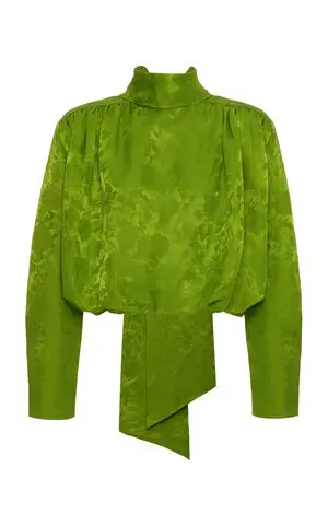 Magda Butrym Patterned Linen-silk Blouse - Green