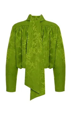 Magda Butrym Patterned Linen-silk Blouse