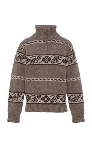 Magda Butrym Patterned Wool Turtlneck Sweater - Neutral