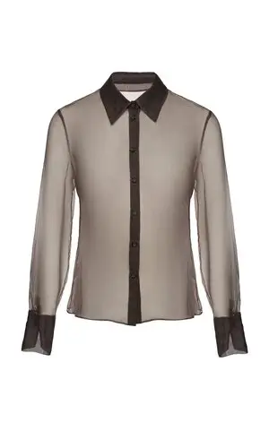 Magda Butrym Collared Silk Shirt - Grey