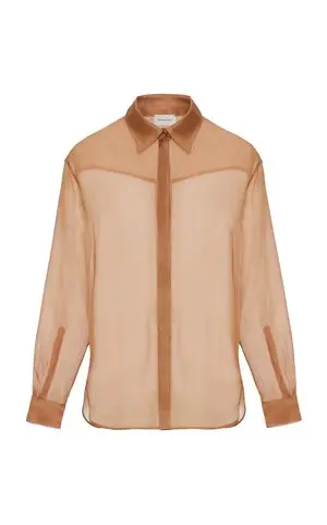 Magda Butrym Collared Silk Shirt - Nude