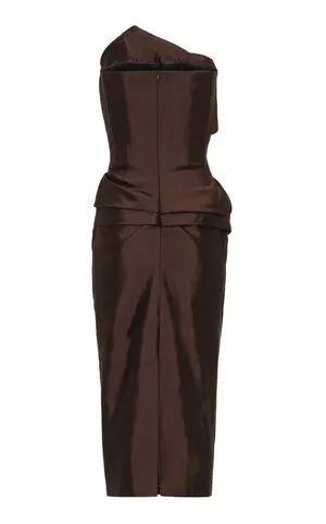 Magda Butrym Asymmetric Silk Midi Dress - Brown