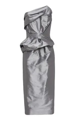 Magda Butrym Asymmetric Silk Midi Dress - Light Grey