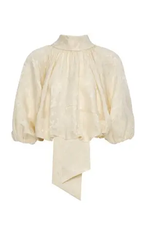 Magda Butrym High-neck Linen-silk Blouse - Ivory