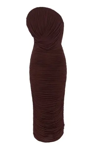 Magda Butrym Strapless Stretch-cotton Midi Dress - Brown