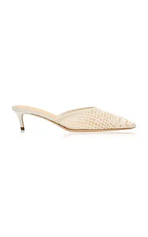 Magda Butrym Cream Crochet Kitten Heel Mules - Ivory