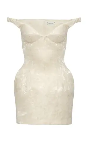 Magda Butrym Off-the-shoulder Linen-silk Mini Dress - Ivory
