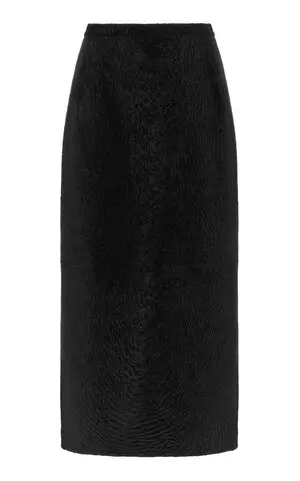 Magda Butrym Mid-rise Leather Shearling Midi Skirt - Black