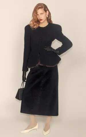Magda Butrym Mid-rise Leather Shearling Midi Skirt