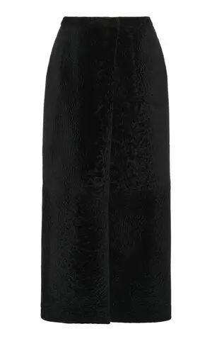 Magda Butrym Mid-rise Leather Shearling Midi Skirt